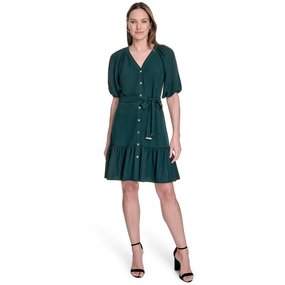 Click here for Womens Tommy Hilfiger Puff Sleeve Crepe A-Line Shi... prices