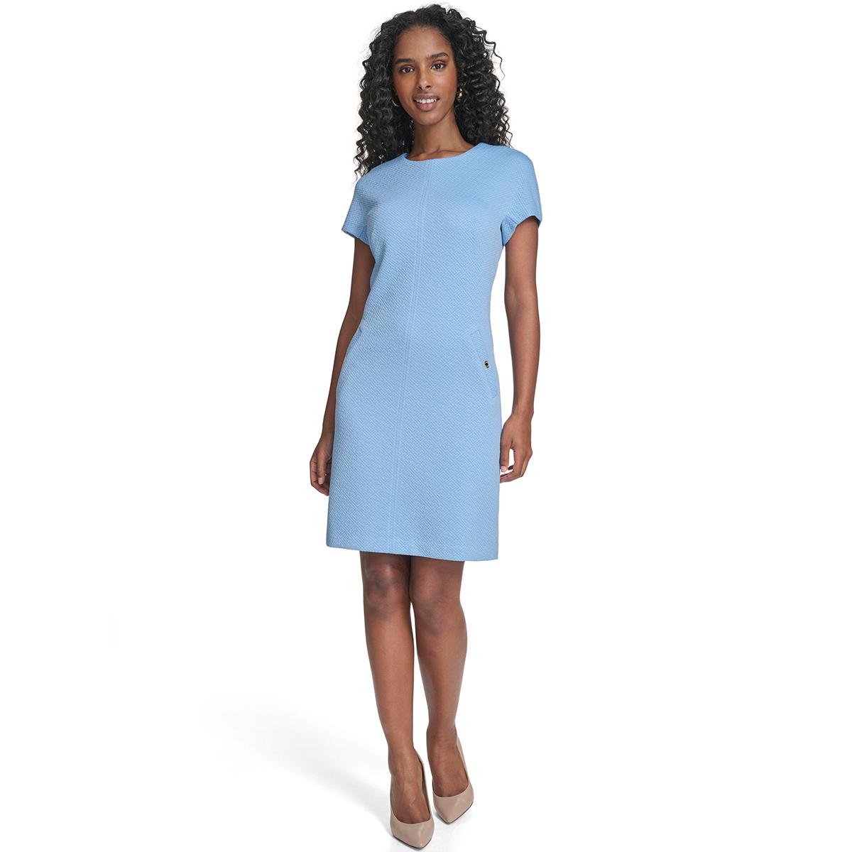 Click here for Womens Tommy Hilfiger Short Sleeve Knit A-Line Dre... prices