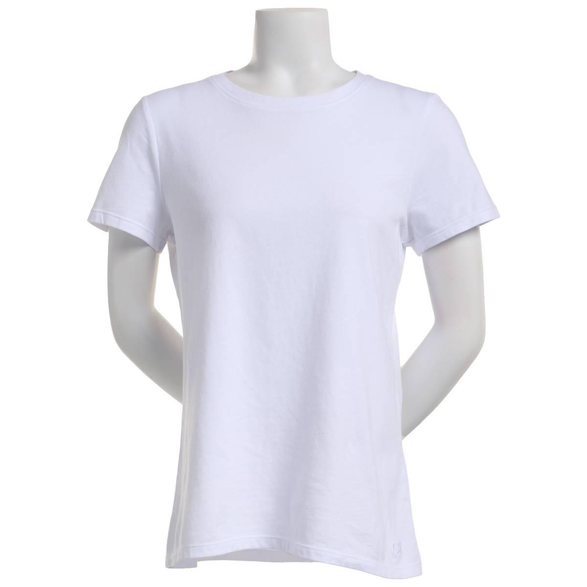 Calvin Klein Performance Womens Cotton Short-Sleeve Crewneck T-Shirt - Pearl Grey Heather