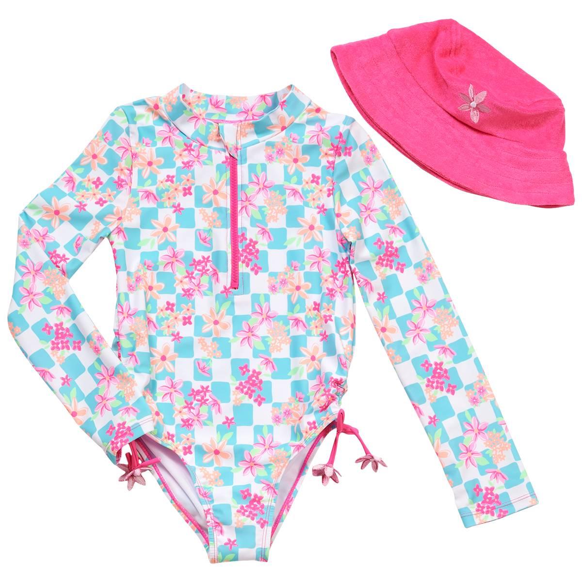 Click here for Girls (7-12) Betsey Johnson Floral Check Rashguard... prices