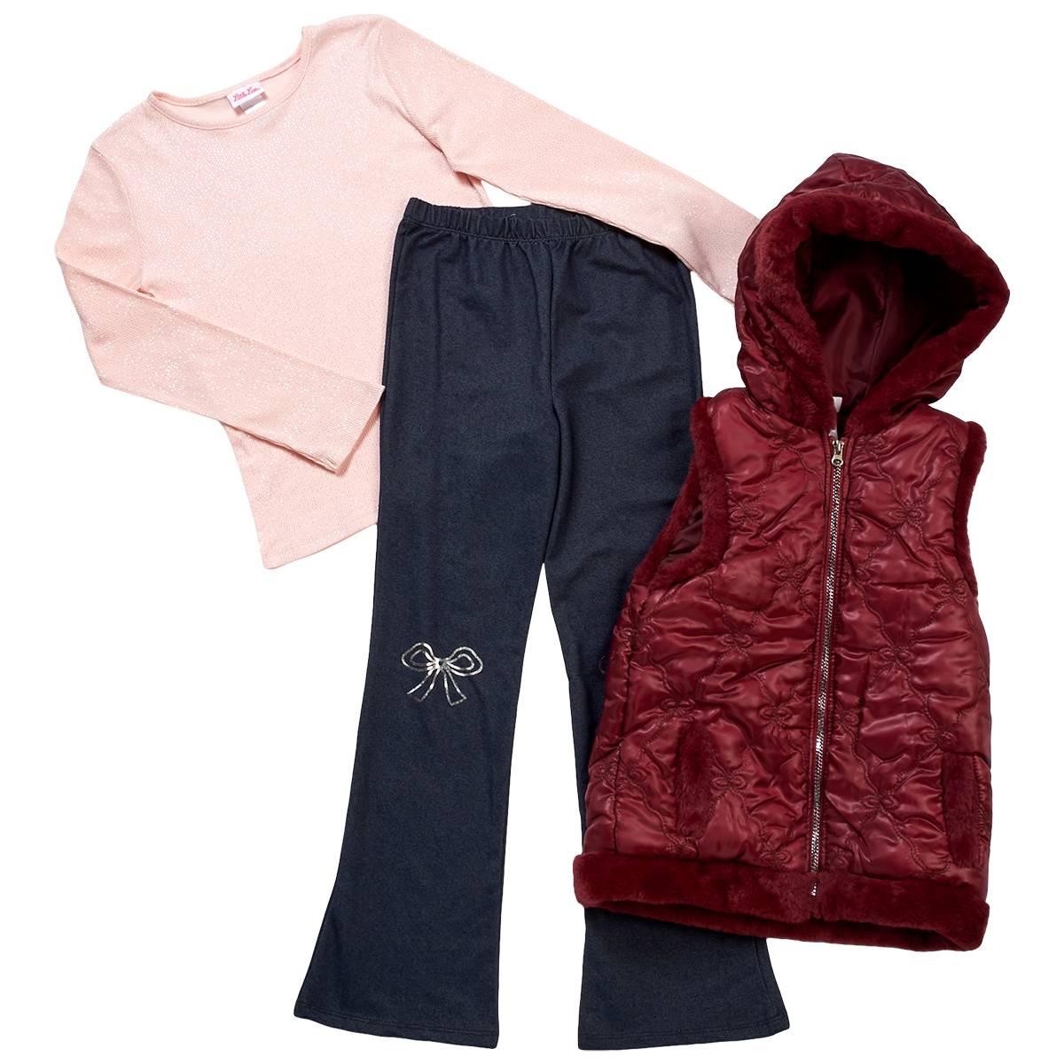 Click here for Girls (7-12) Little Lass(R) 3pc. Shiny Top Bow Ves... prices