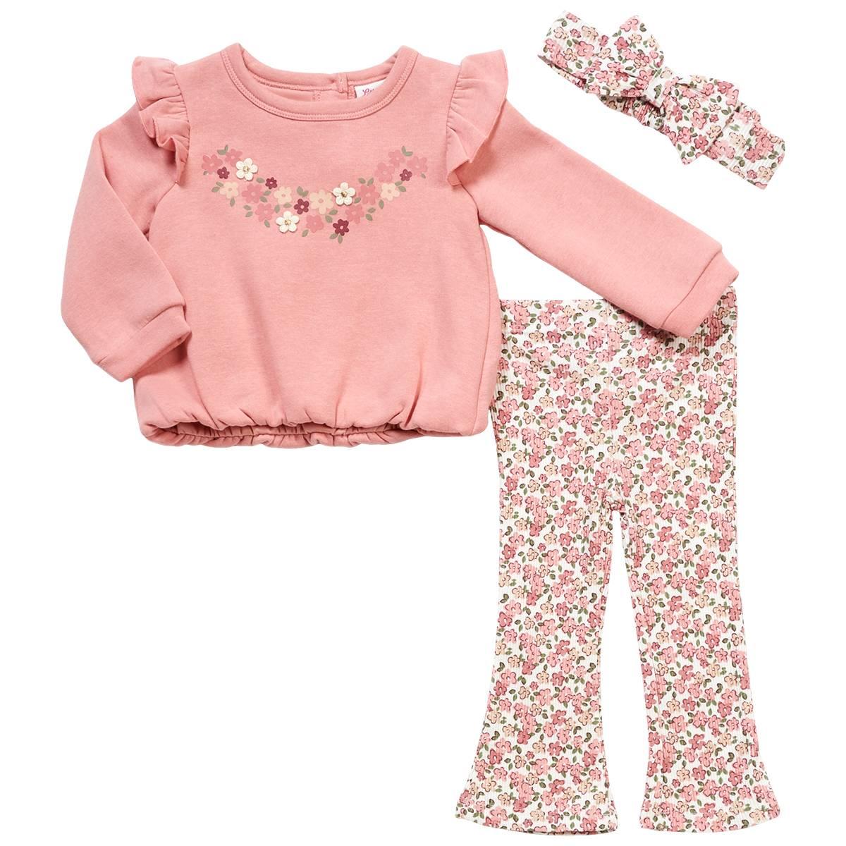 Baby Girl (12-24M) Little Lass(R) 3pc. Ruffle Top & Floral Pant Set