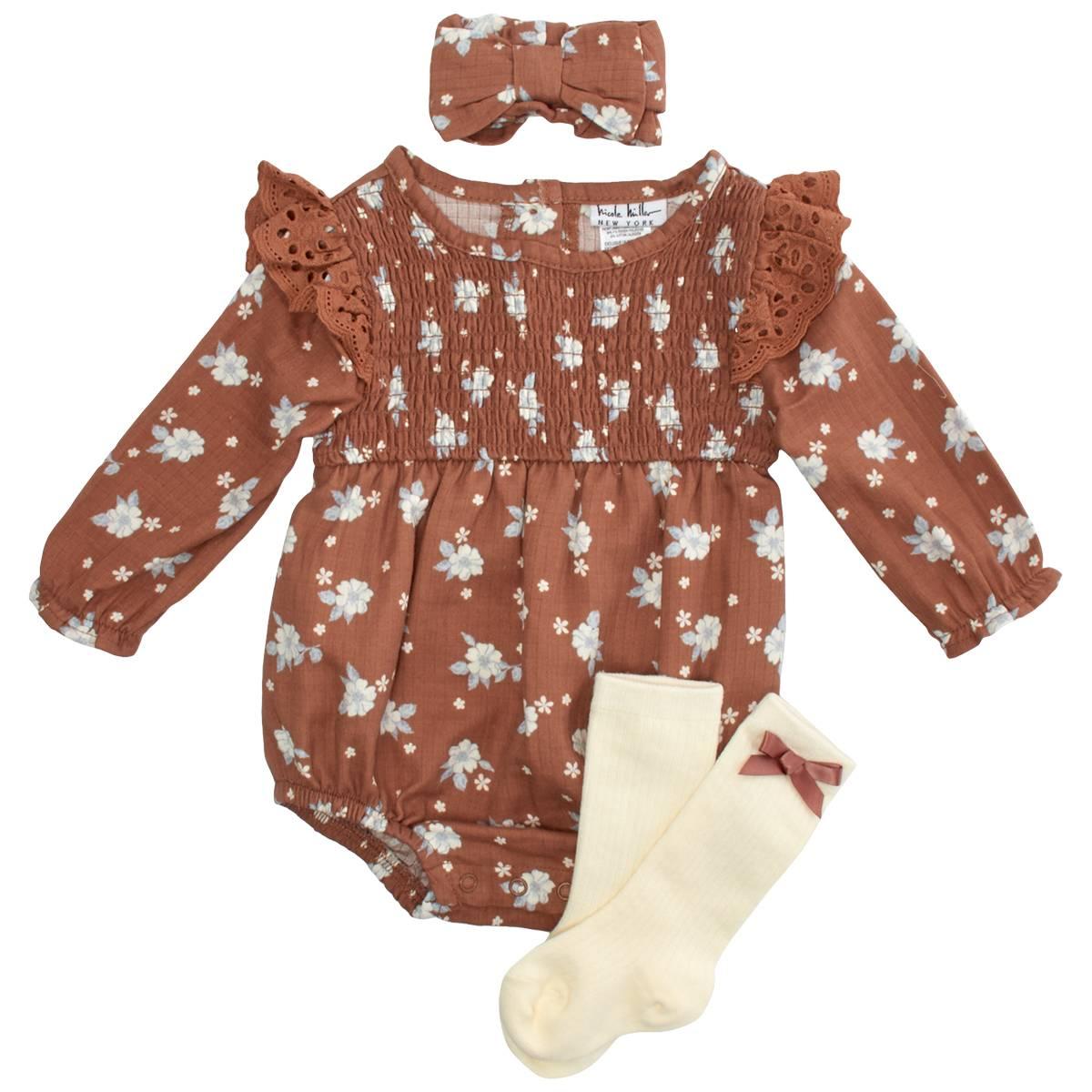 Click here for Baby Girl (NB-9M) Nicole Miller 3pc. Floral Bubble... prices