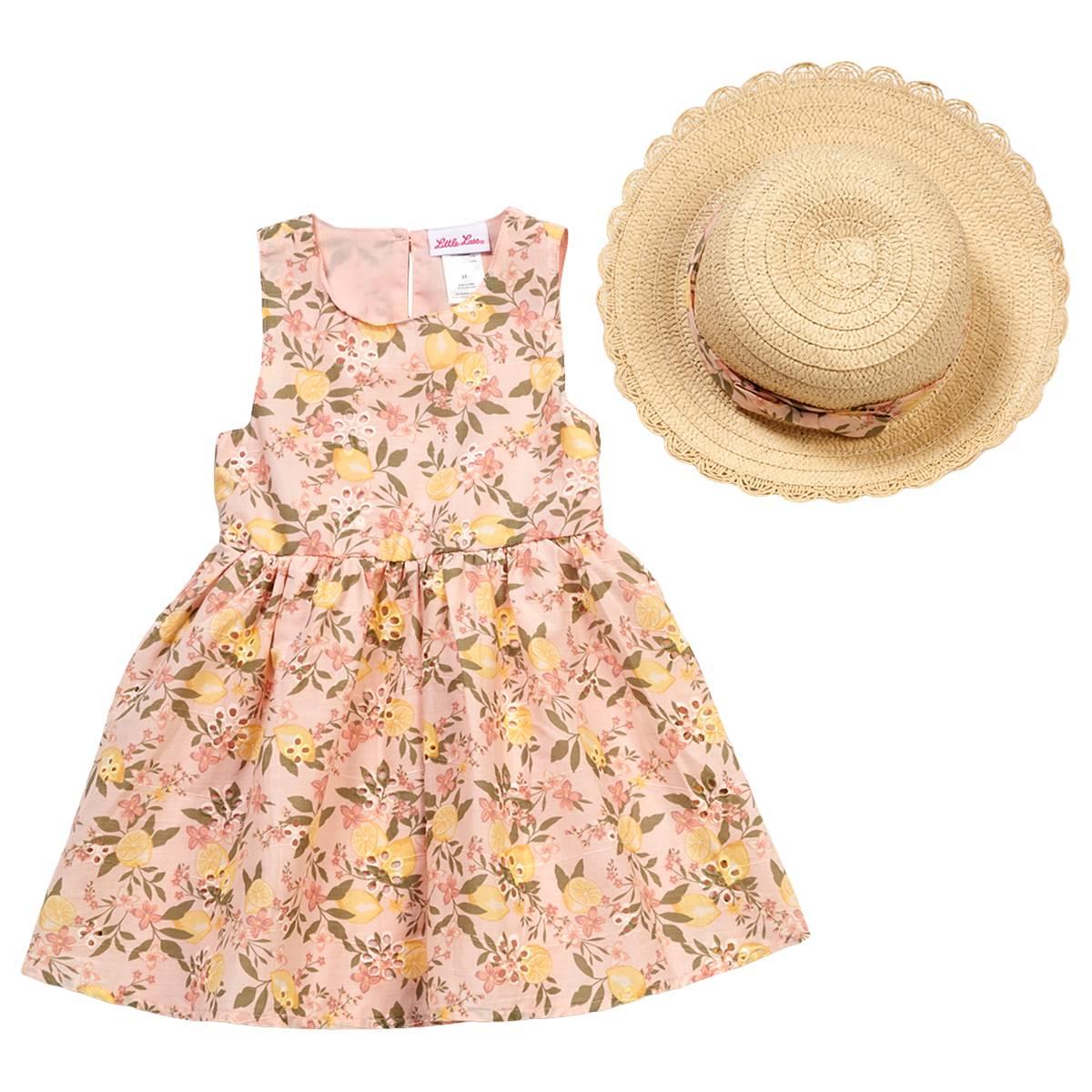 Click here for Toddler Girl Little Lass Flower Dress with Straw H... prices