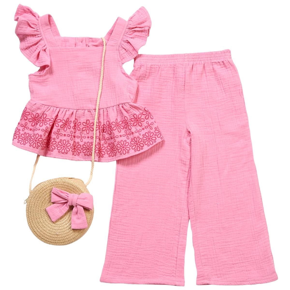 Click here for Toddler Girl Little Lass Eyelet Culotte Sets w/ Pu... prices