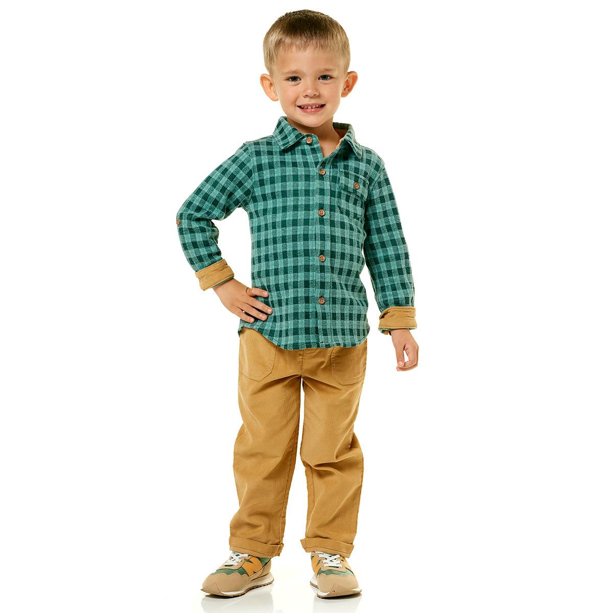 Click here for Toddler Boy Little Lad(R) Checkered Roll Sleeve Sh... prices