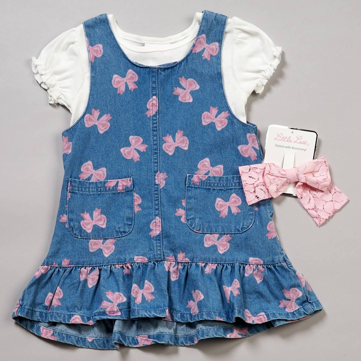 Click here for Girls (4-6x) Little Lass(R) 2pc. Bow Denim Jumper... prices