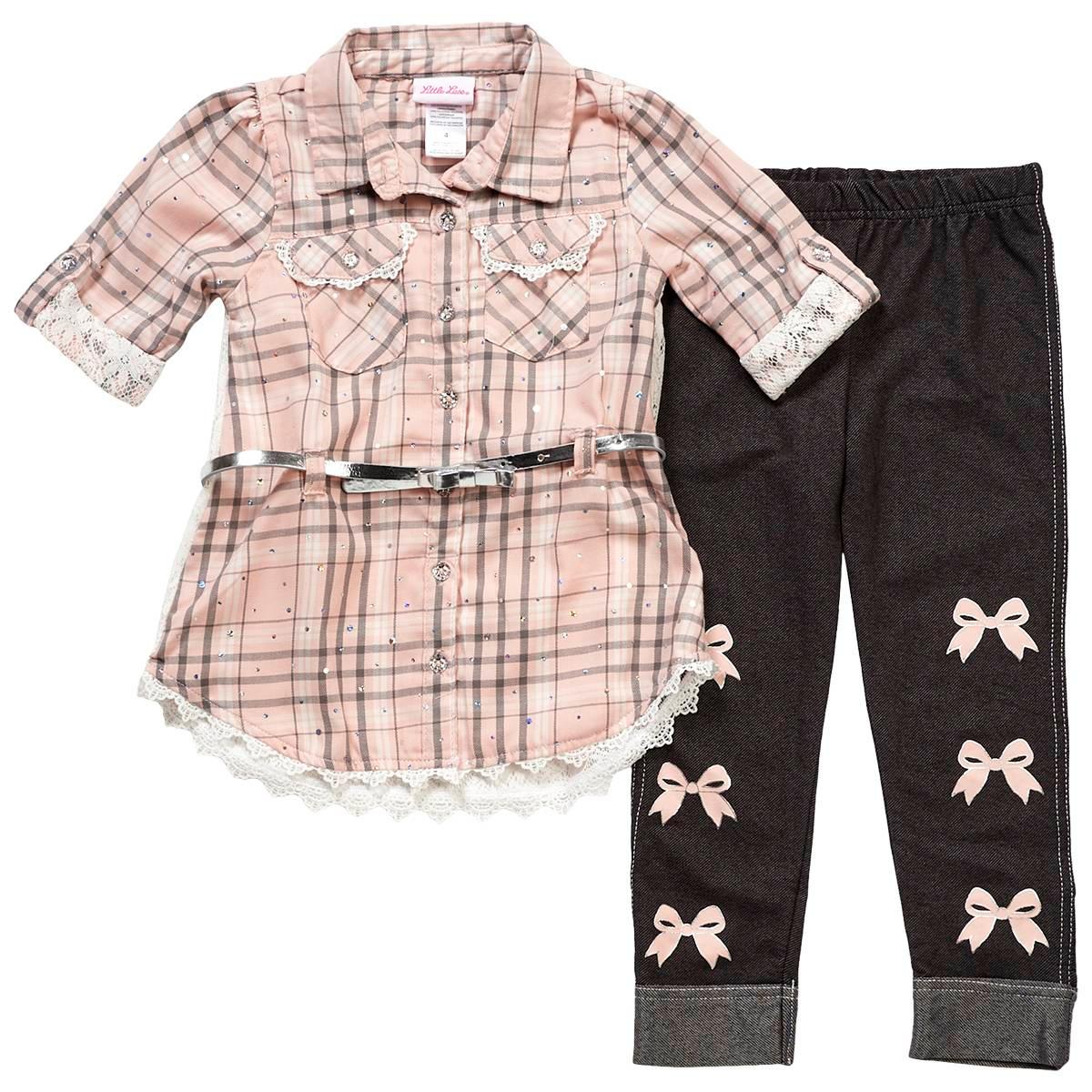 Click here for Girls (4-6x) Little Lass(R) Plaid Lace Belted Tee... prices