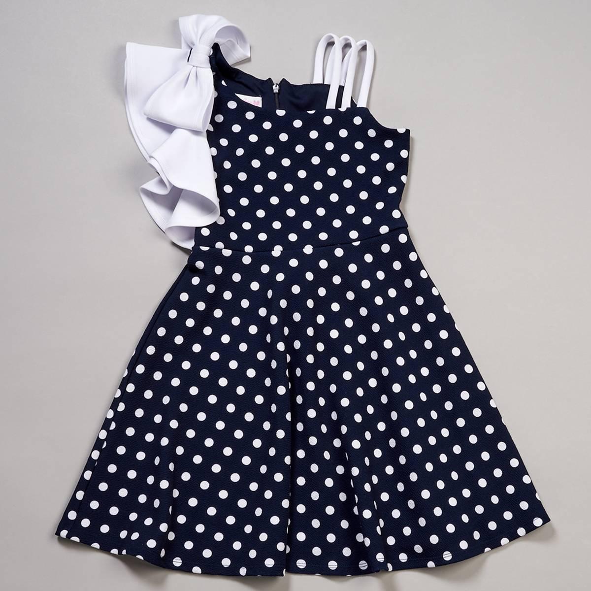 Click here for Girls (7-16) Bonnie Jean Polka Dot Asymmetrical Ru... prices