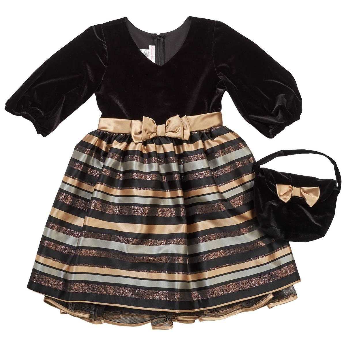 Click here for Girls (7-16) Bonnie Jean Velvet Bodice & Striped D... prices