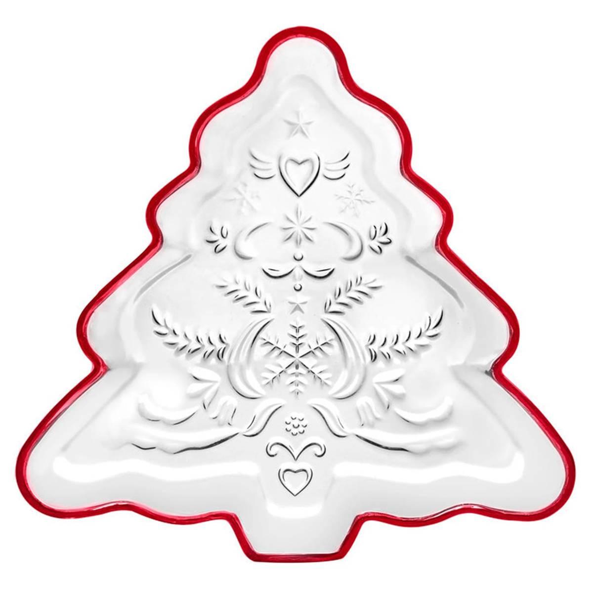 Click here for Godinger Crystal Tree Candy Dish W/Red Trim prices