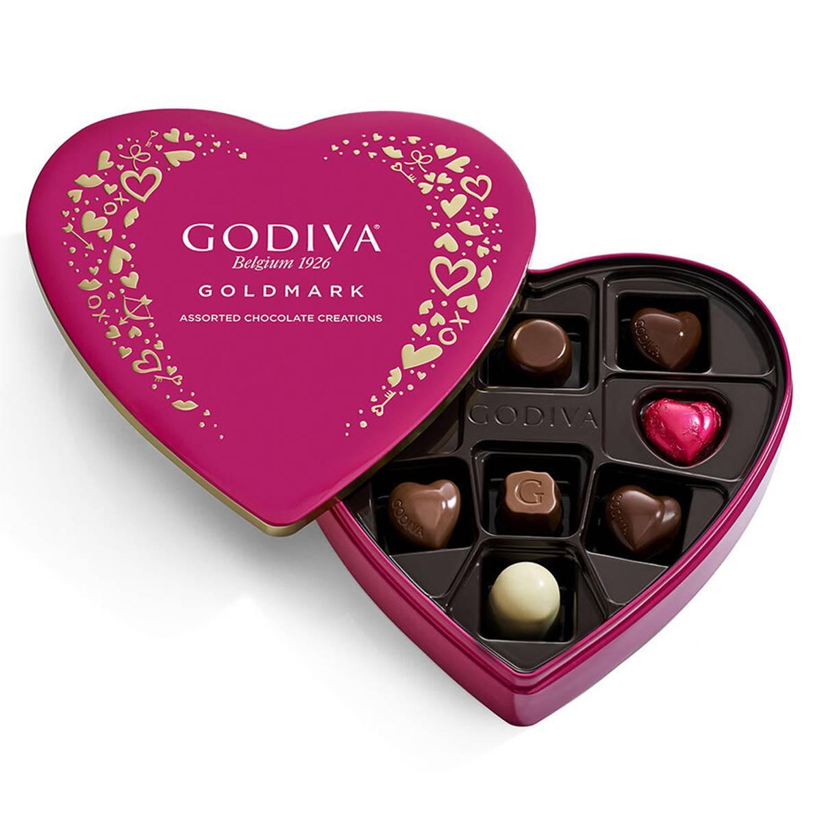 Click here for Godiva 9pc. Gold Mark Assorted Chocolates Heart Ti... prices