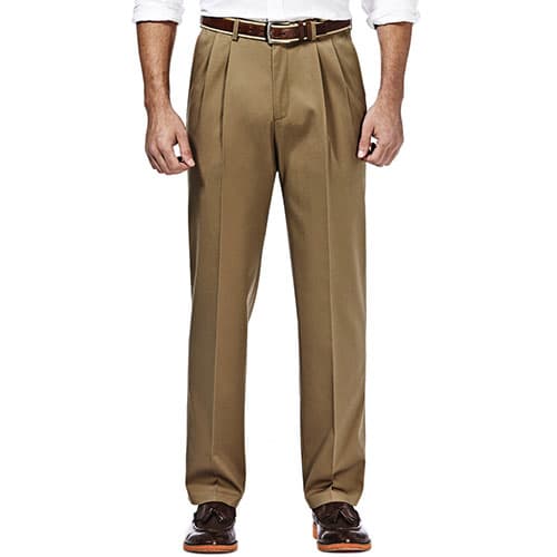 Mens Haggar(R) Premium No Iron Khaki Pleat Front Pants
