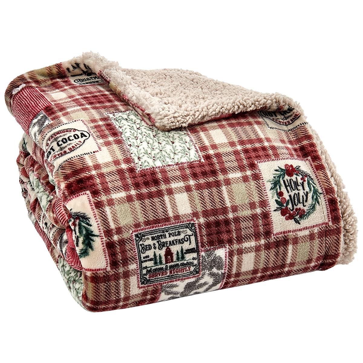 Click here for Mountain Ridge Holiday Patchwork Reversible Sherpa... prices