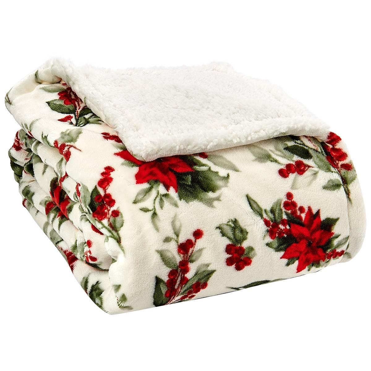 Click here for Mountain Ridge(R) Reversible Poinsettia Sherpa Thr... prices