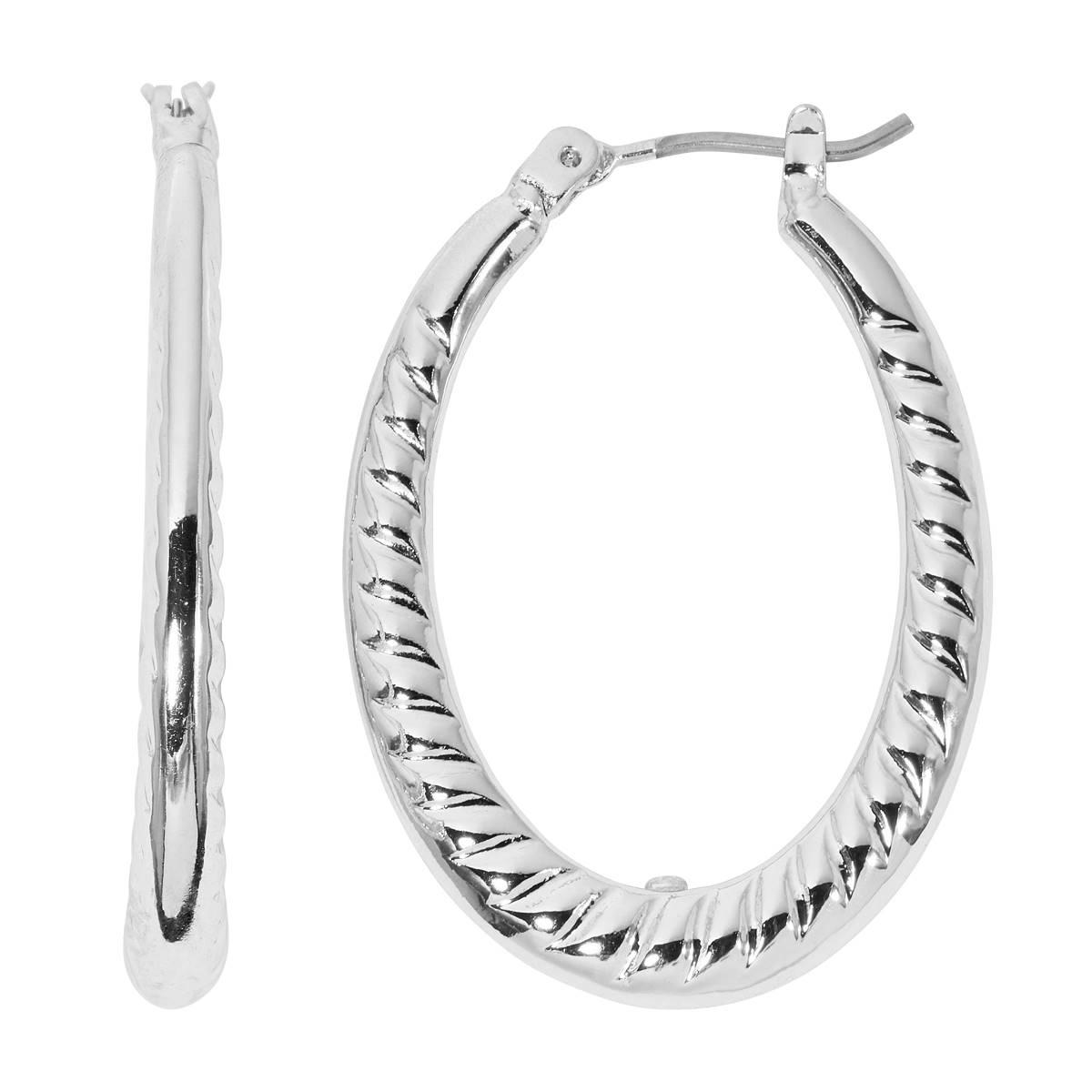 Click here for Design Collection Rope Texture Oval Hoop Earrings prices