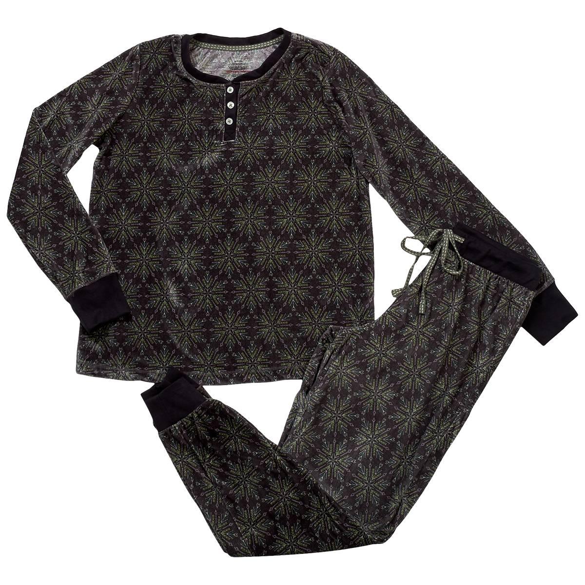 Click here for Womens Rene Rofe Long Sleeve Velour Snowflake Paja... prices