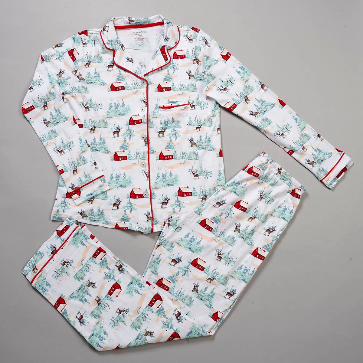 Click here for Womens Poppy & Clay Organic Cotton Winter Scene Fo... prices