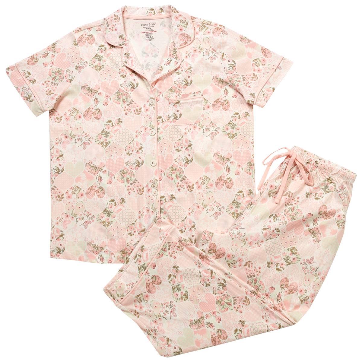 Click here for Womens Poppy & Clay Short Sleeve Floral Hearts Paj... prices