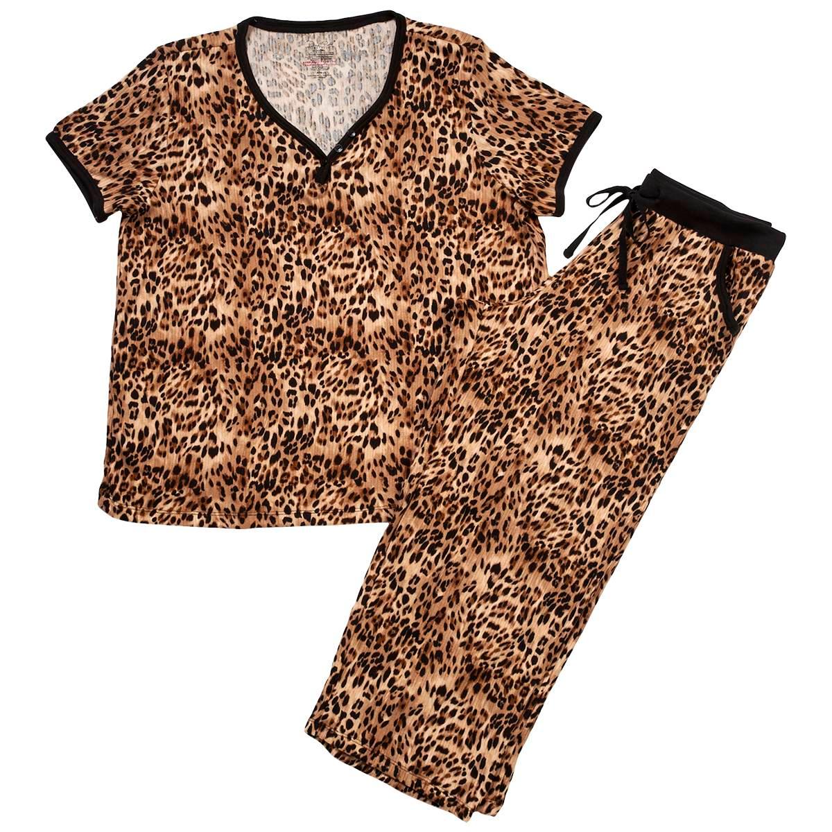 Click here for Womens Rene Rofe Short Sleeve Hacci Leopard Pajama... prices