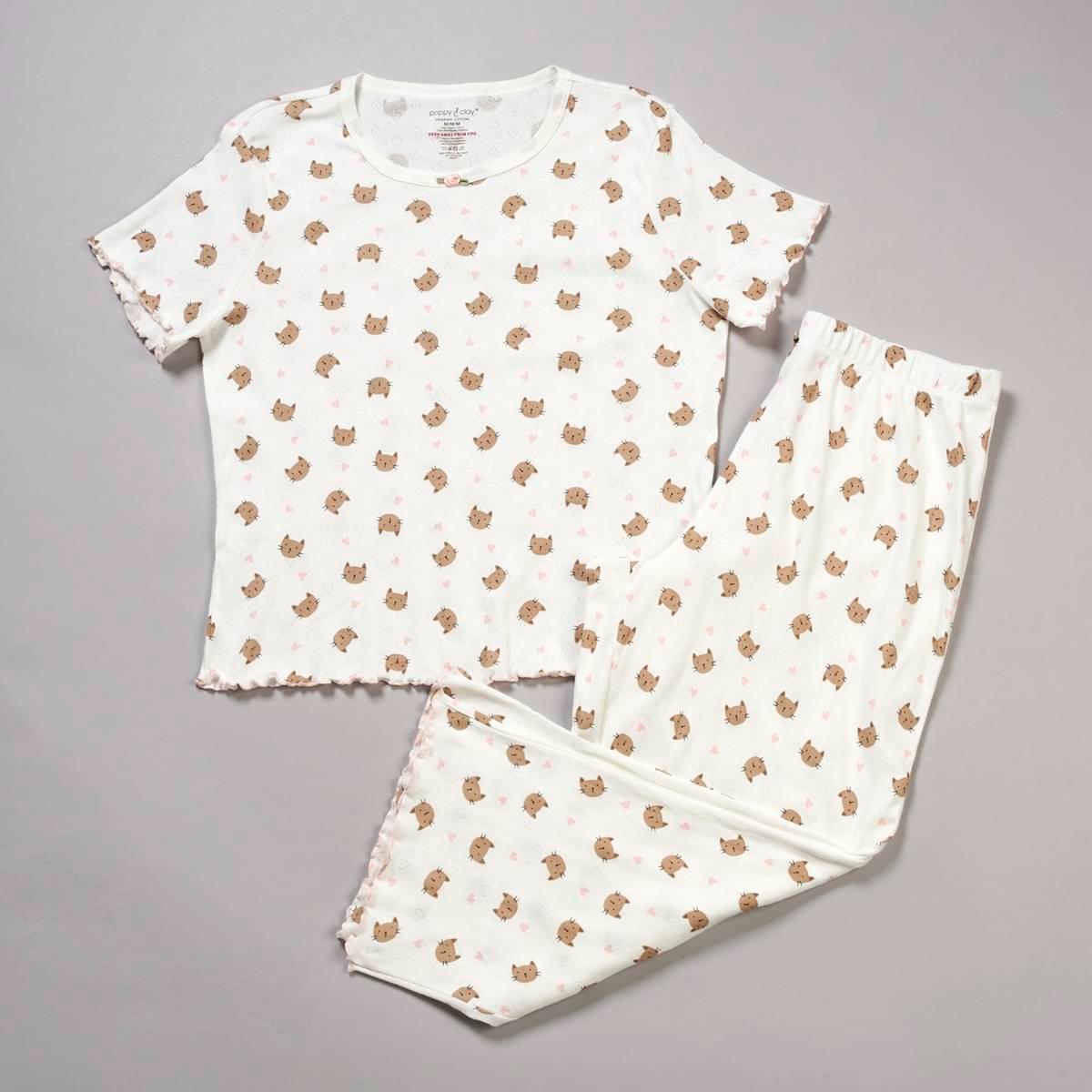 Click here for Womens Poppy & Clay Short Sleeve Valentine Cat Paj... prices