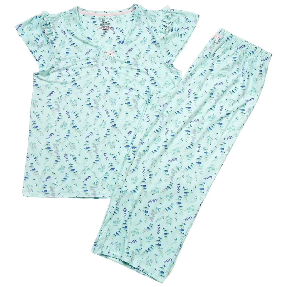 Click here for Womens Rene Rofe(R) Ruffle Trim Floral Capri Pajam... prices