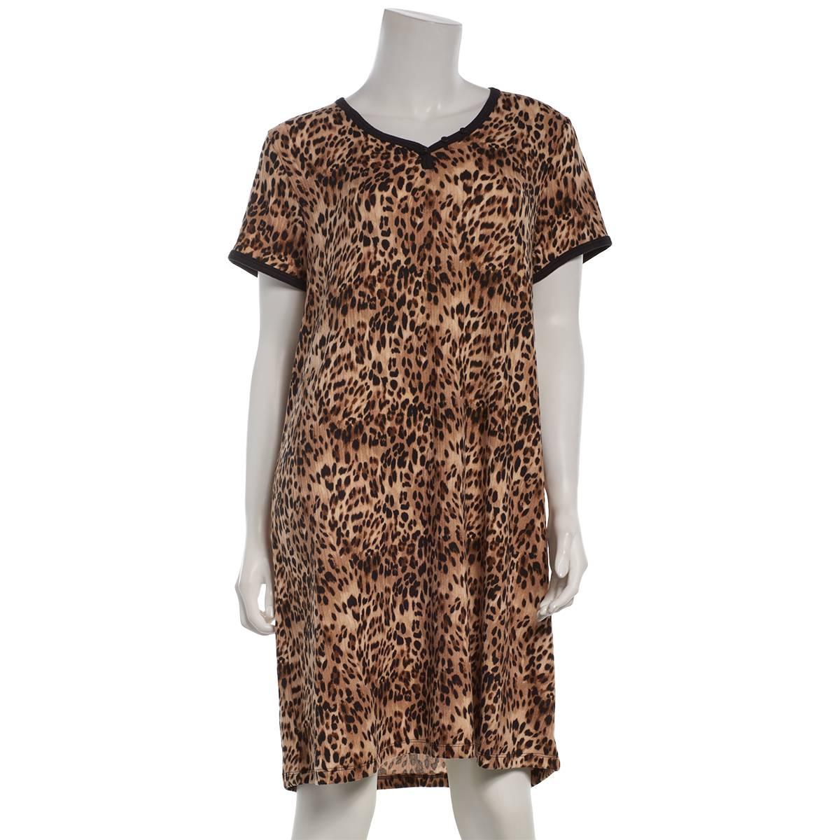 Click here for Womens Rene Rofe(R) Short Sleeve Ribbed Leopard Ni... prices