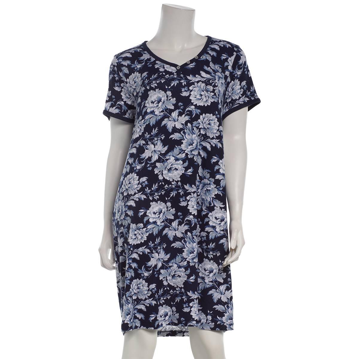 Click here for Womens Rene Rofe(R) Short Sleeve Ribbed Floral Nig... prices