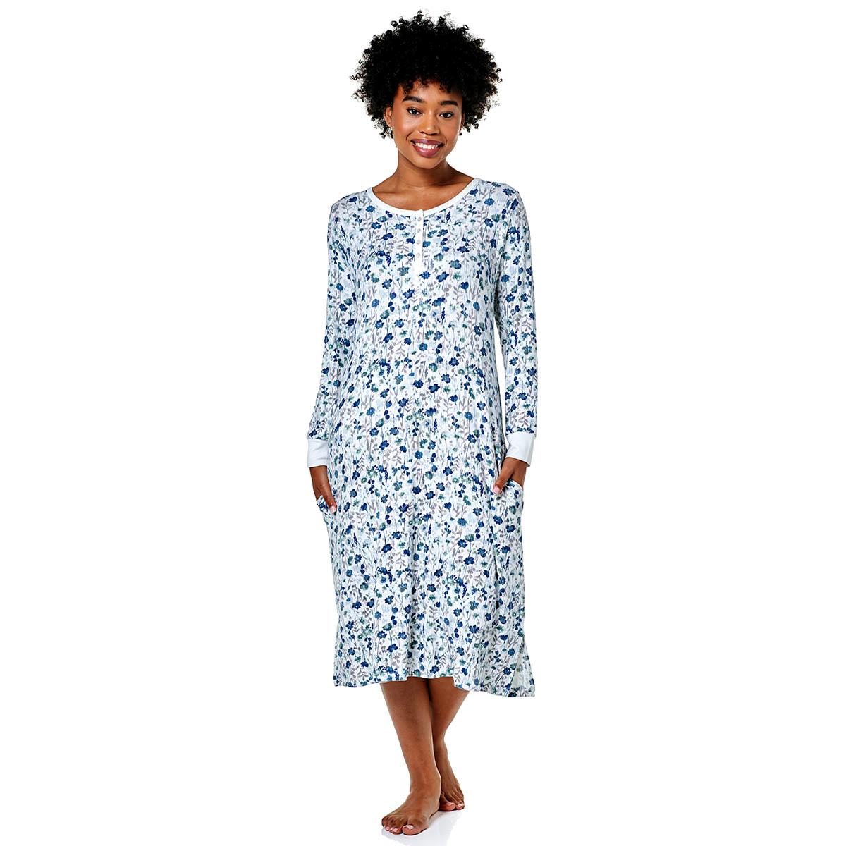 Click here for Womens Rene Rofe(R) Long Sleeve Floral Nightgown prices