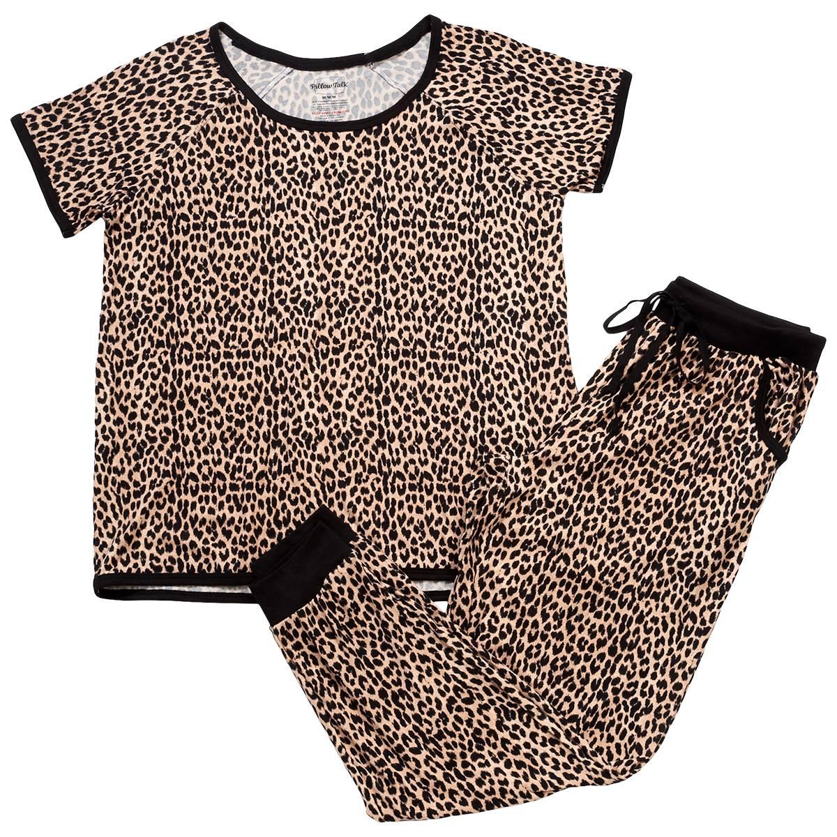Click here for Juniors Pillow Talk Short Sleeve Leopard Jogger Pa... prices