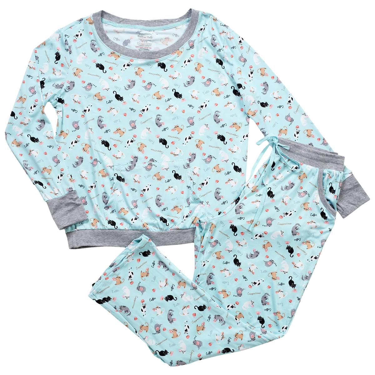Click here for Juniors Pillow Talk Long Sleeve Playful Cats Pajam... prices