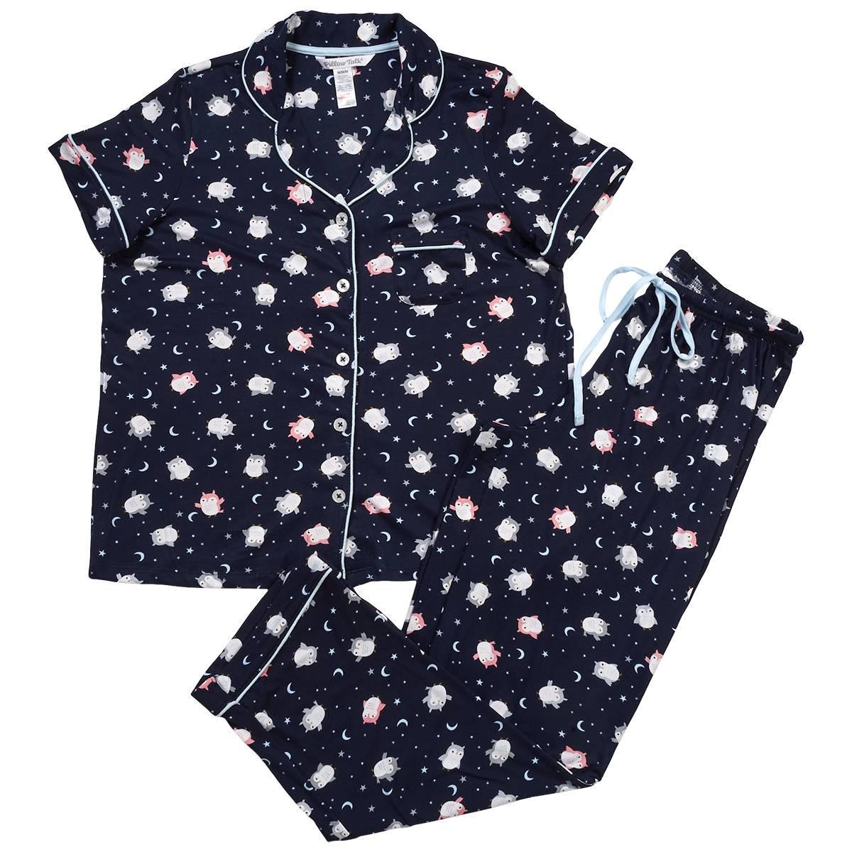 Click here for Juniors Pillow Talk Owl Notch Collar Pajama Set prices