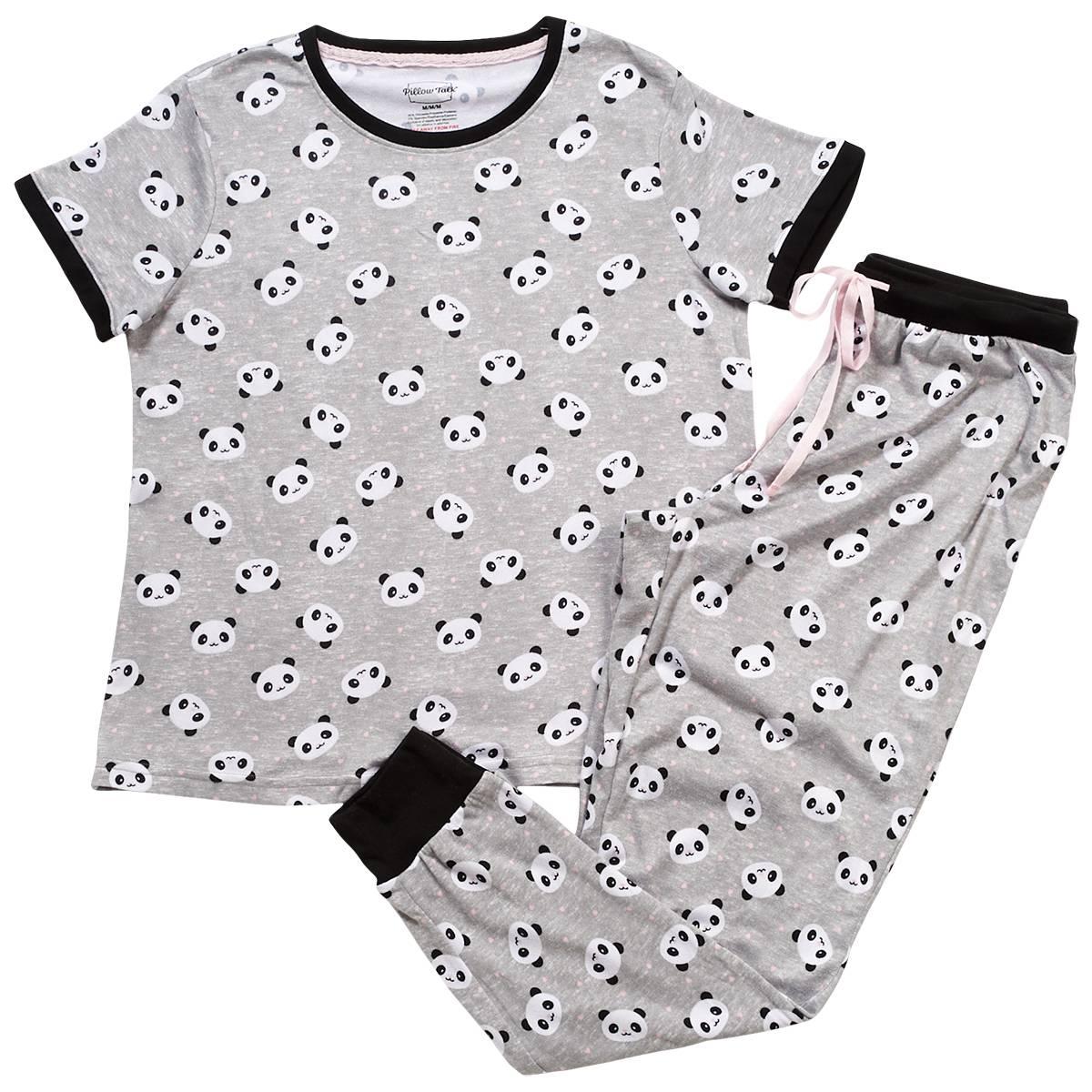 Click here for Juniors Plus Pillow Talk Panda Faces Jogger Pajama... prices