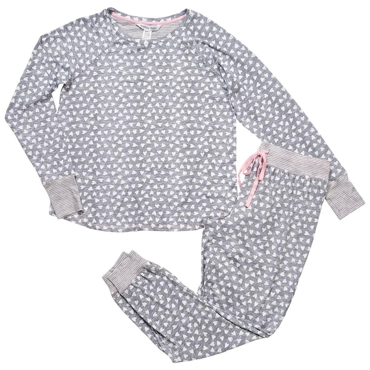 Click here for Womens Pillow Talk Long Sleeve Heart Pajama Set prices