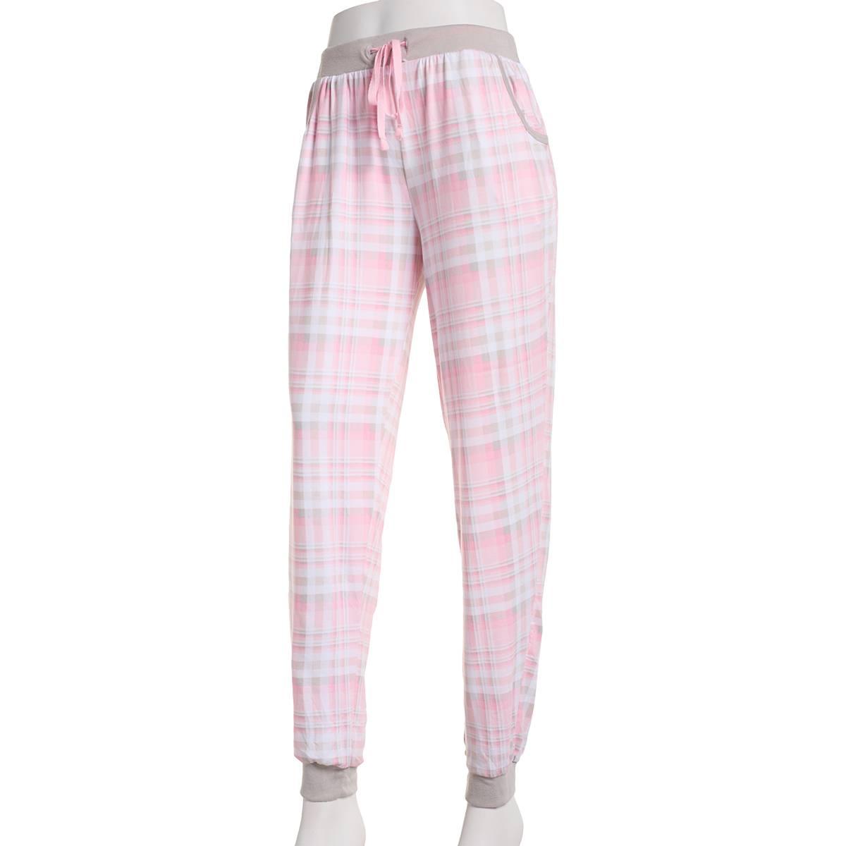 Click here for Juniors Pillow Talk Brushed Plaid Jogger Pajama Pa... prices