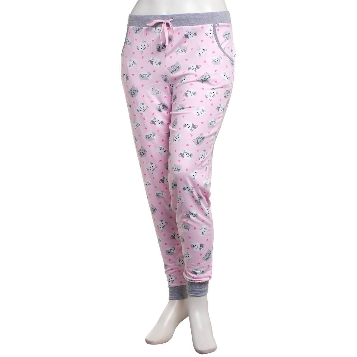 Click here for Juniors Pillow Talk Cat Face Toss Pajama Joggers prices