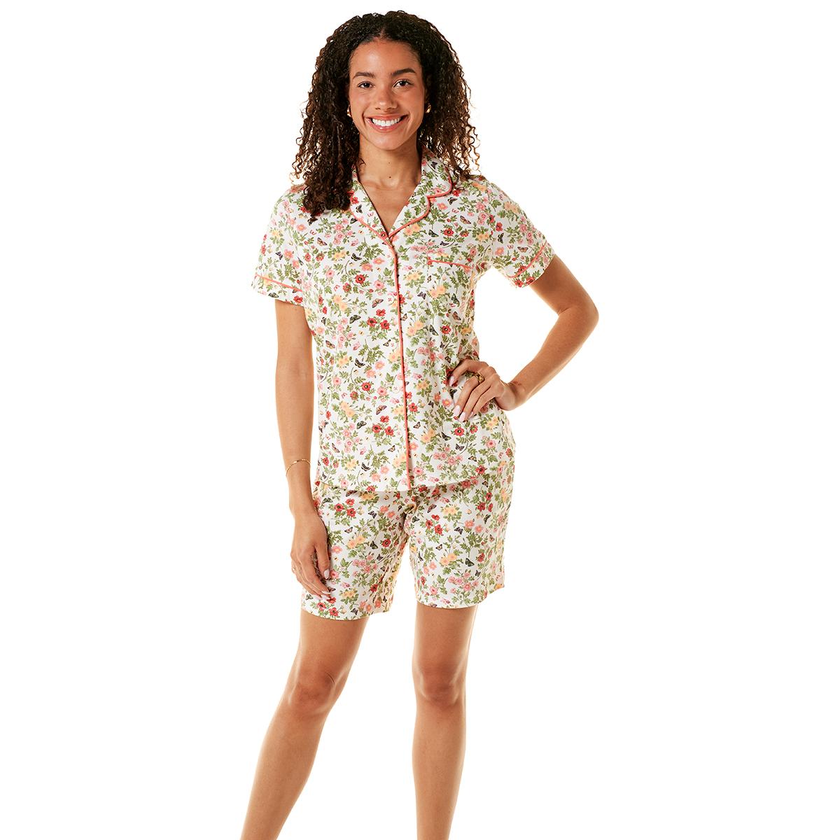 Click here for Womens Poppy & Clay Short Sleeve Floral Bermuda Pa... prices