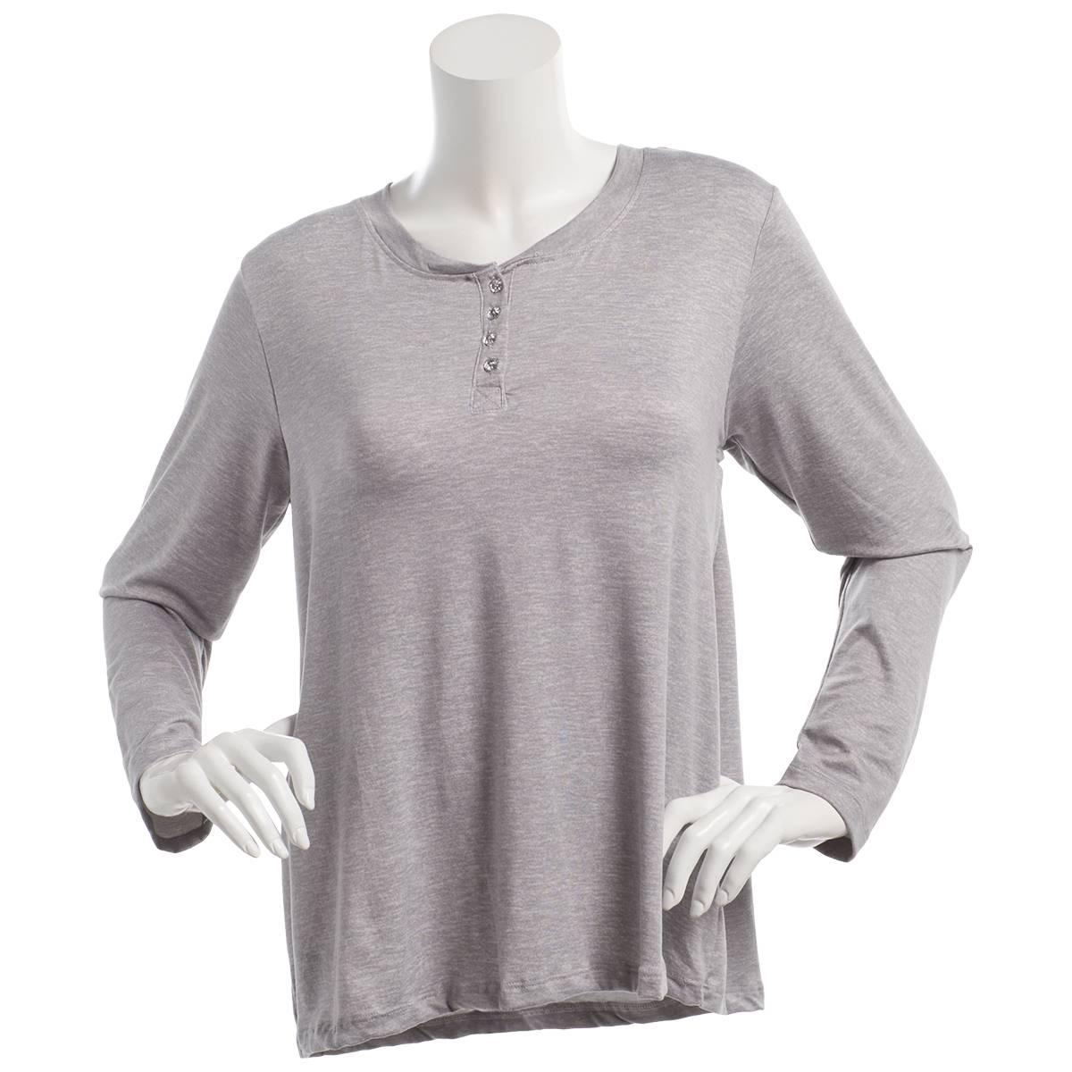 Click here for Womens Rene Rofe(R) Long Sleeve Rhinestone Button... prices