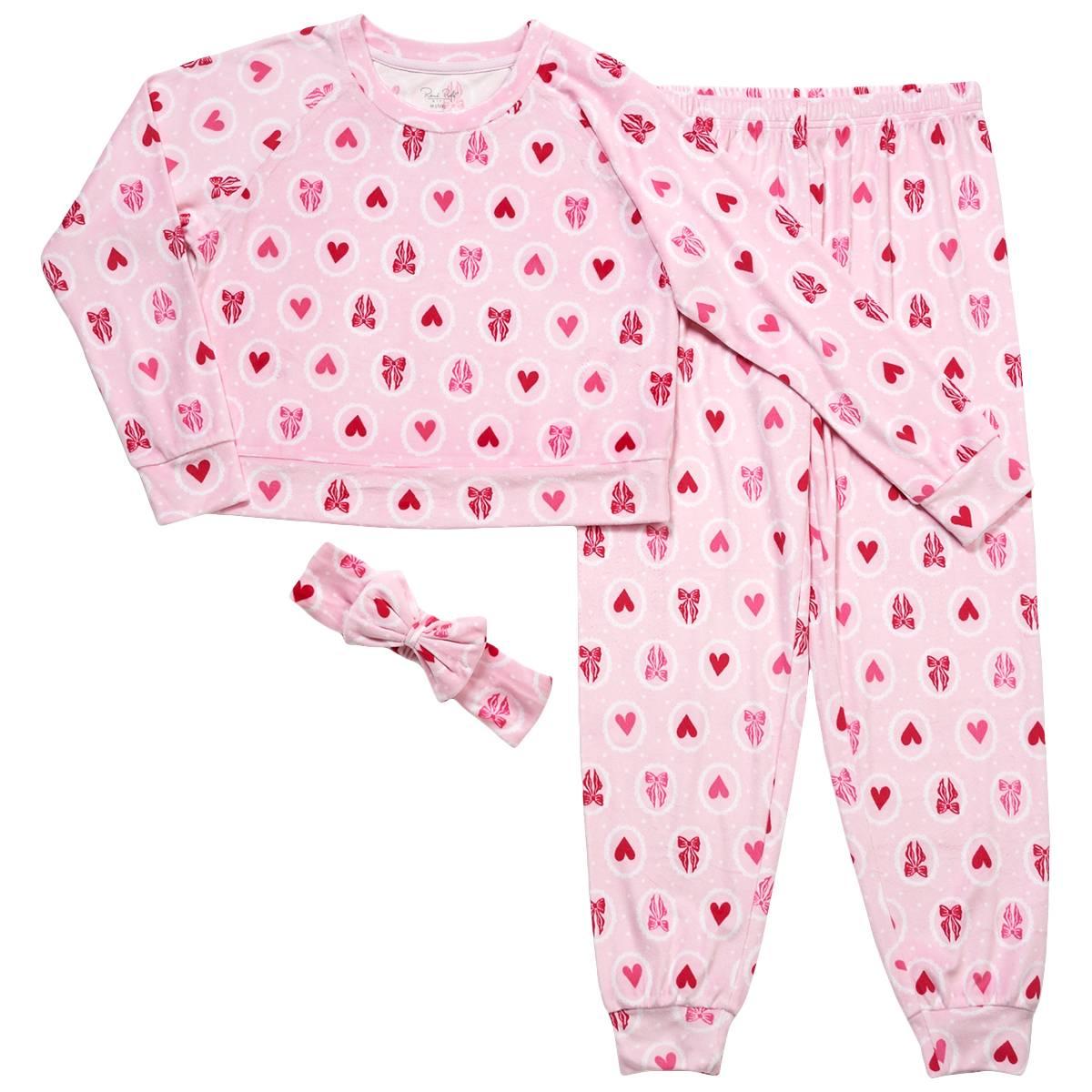 Click here for Girls Rene Rofe(R) 3pc. Heart Bow Velour Snug Fit... prices