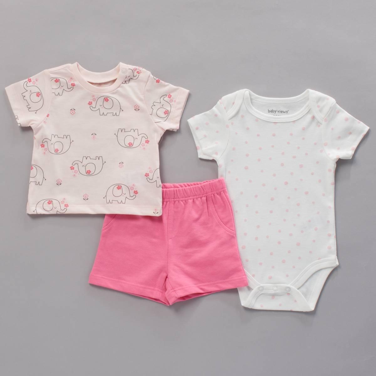 Click here for Baby Girl (NB-9M) baby views(R)  3pc. Elephant & D... prices