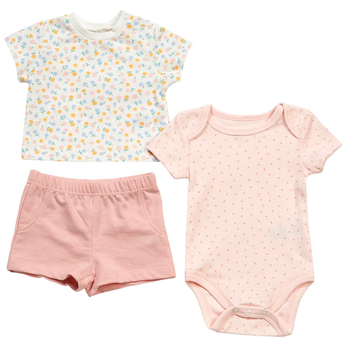 Click here for Baby Girl (NB-9M) baby views 3pc. Floral & Dots Sh... prices