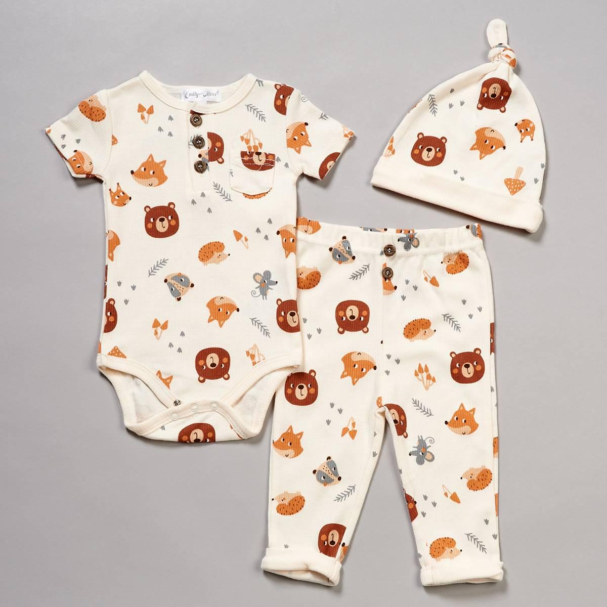 Click here for Baby Boy (NB-9M) Emily & Oliver(R) 3pc. Forest Bod... prices