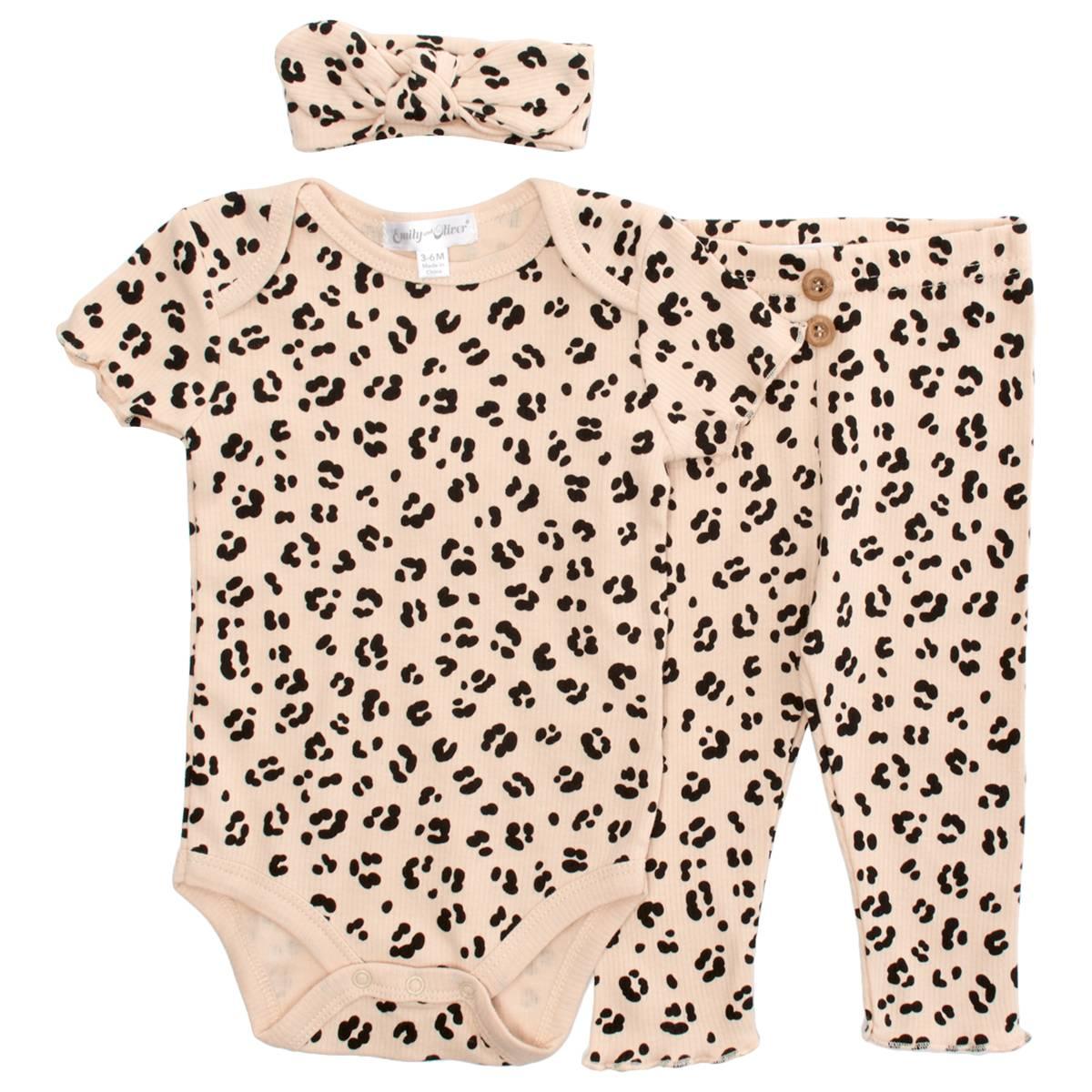 Click here for Baby Girl (NB-9M) Emily & Oliver(R) 3pc. Leopard R... prices