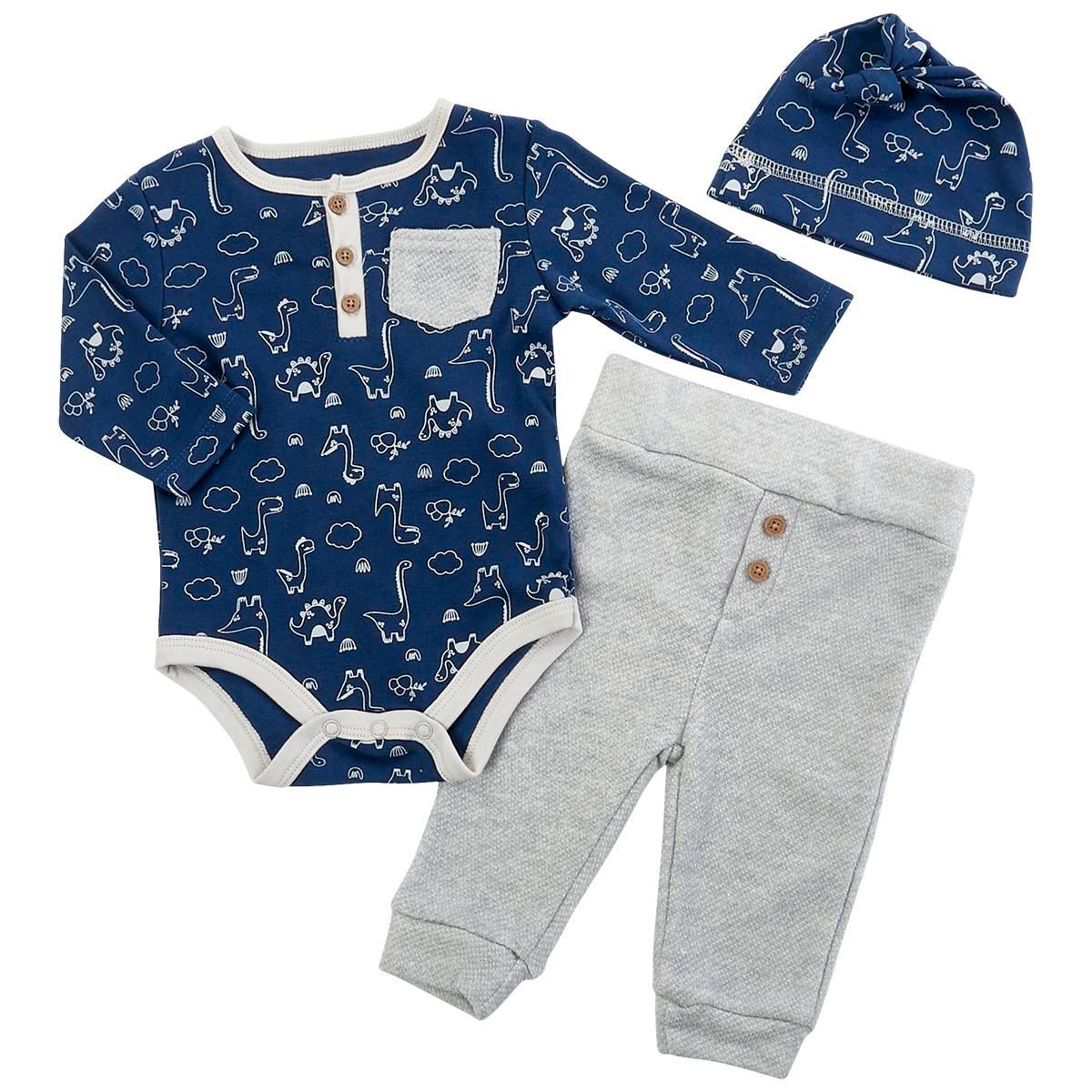 Click here for Baby Boy (NB-9M) Rene Rofe(R) 3pc. Dino Bodysuit &... prices