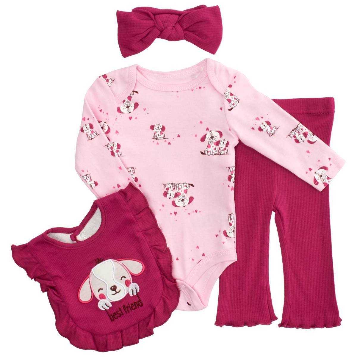 Click here for Baby Girl (NB-9M) Rene Rofe(R) 4pc. Puppy Bodysuit... prices
