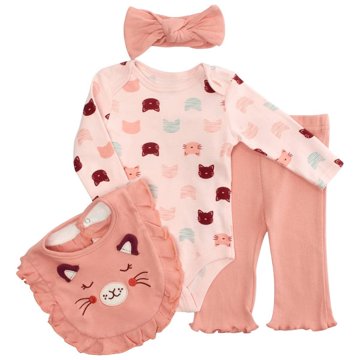 Click here for Baby Girl (NB-9M) Rene Rofe(R) 4pc. Kitty Face Bod... prices
