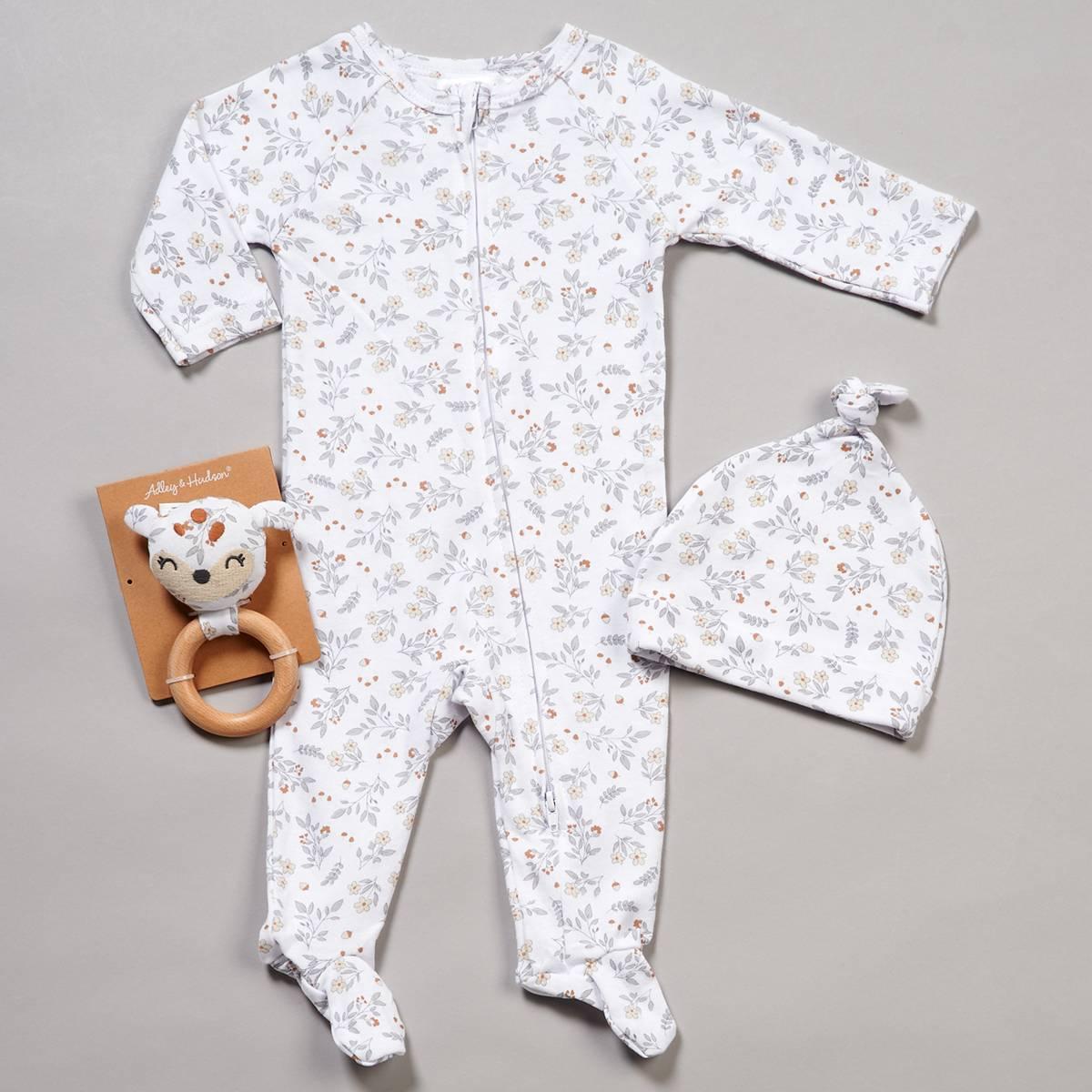 Click here for Baby Girl (NB-9M) Adley & Hudson Floral Sleeper wi... prices