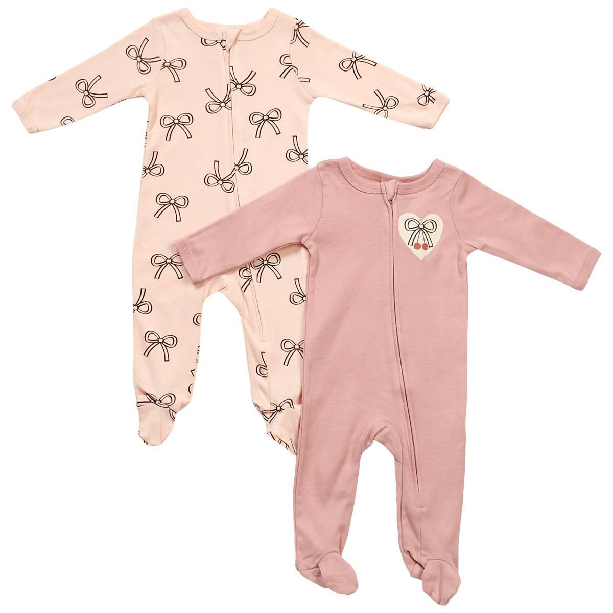 Click here for Baby Girl (NB-9M) bon bebe(R) 2pk. Footed Bow Slee... prices