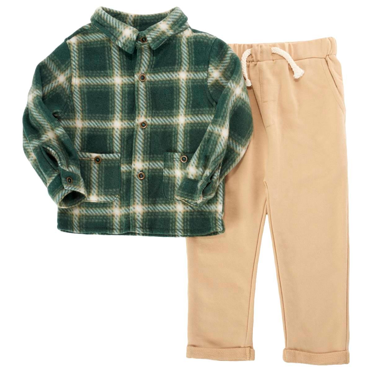 Click here for Baby Boy (12-24M) bon bebe(R) Green Plaid Fleece T... prices
