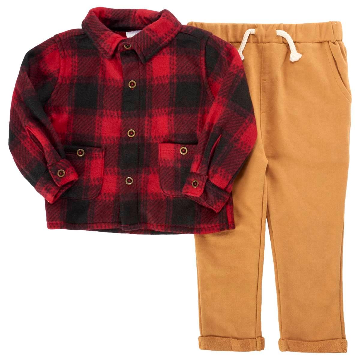 Click here for Baby Boy (12-24M) bon bebe(R) Red Plaid Fleece Top... prices